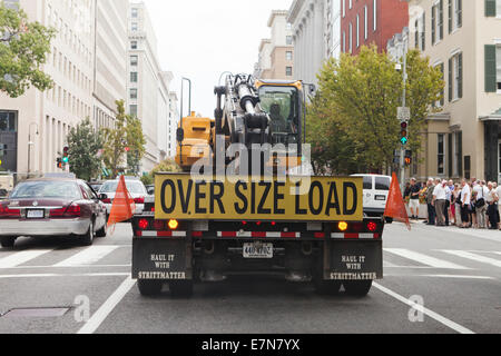 Truck with Oversize Load sign Stock Photo - Alamy