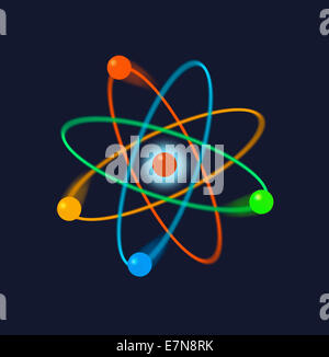 Atom. Model of atomic structure with nucleus, electrons and orbits ...