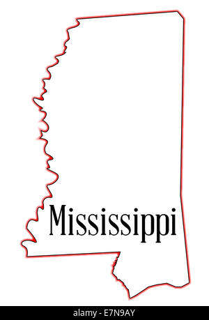 Mississippi US state map outline dotted border. illustration. Two ...