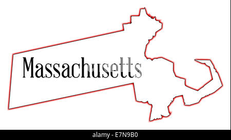 State map outline of Massachusetts over a white background Stock Photo ...