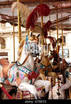 Old-style carousel in Florence, Italy. Vintage style image Stock Photo ...