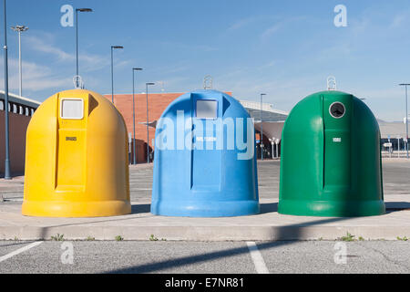 Trash bin containers for sorting recyclable and non-recyclable waste on ...