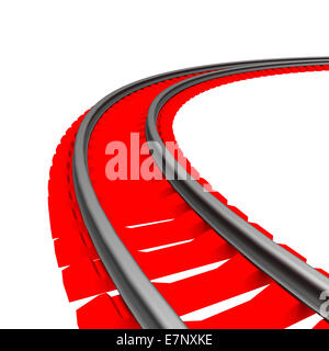 Single curved railroad track isolated Stock Photo - Alamy