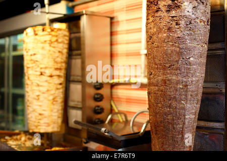 Nutrition, fast food. Turkish doner kebab. Lamp, veal or chicken meat ...