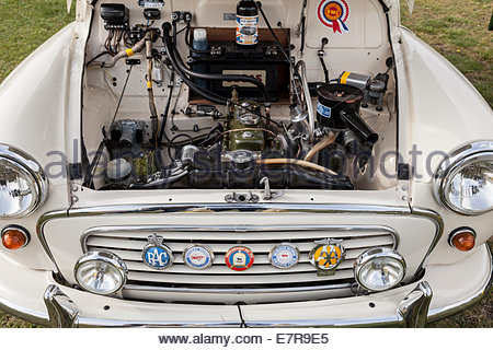 The engine bay of a 1960's Morris Minor 1000 showing the A-series Stock ...