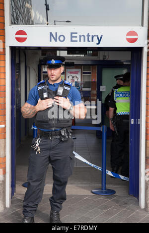 Slough, UK. 23rd Sep, 2014. Police attend an incident at Slough Railway ...