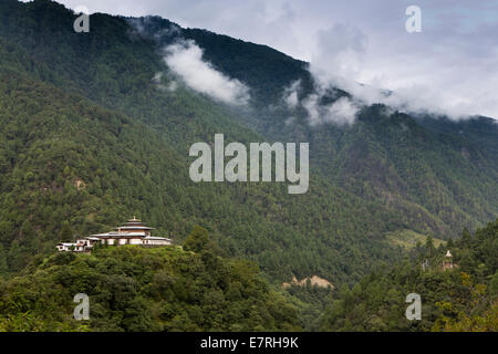 Dongdi Dzong, on hilltop above Dongdi Chu valley (Bhutan Stock Photo ...