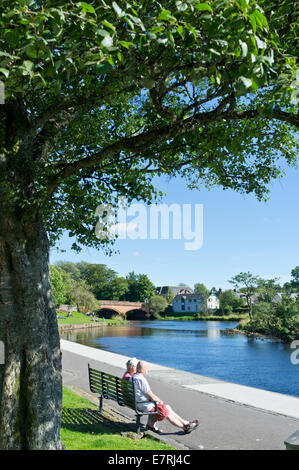 River Teith in Callander, Scotland with Snow Capped Mountains Stock ...