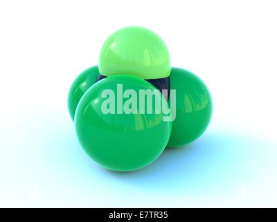 Molecular structure of freon (CFC 11) and ozone, computer artwork Stock ...