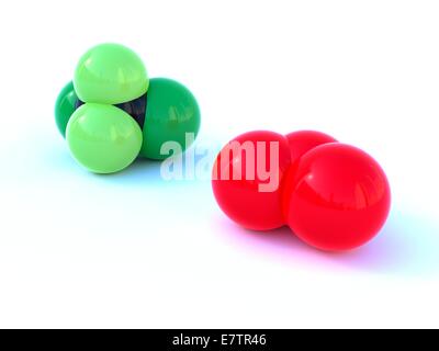 Molecular structure of freon (CFC 12) and ozone, computer artwork Stock ...
