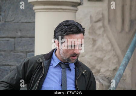Richard Harrington "actor" filming Hinterland in Aberystwyth 2014 Stock ...