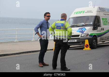 Richard Harrington "actor" filming Hinterland in Aberystwyth 2014 Stock ...