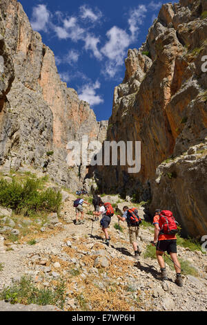 Group of people hiking in Cimbar Canyon, Aladaglar National Park, High ...