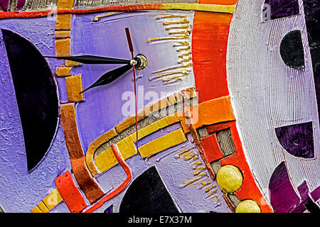 Decorative clock with colorful abstract designs. Detail Stock Photo - Alamy