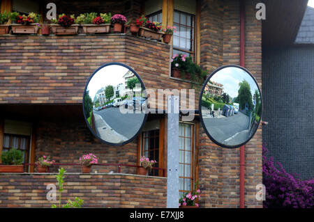 Two traffic mirrors Stock Photo - Alamy