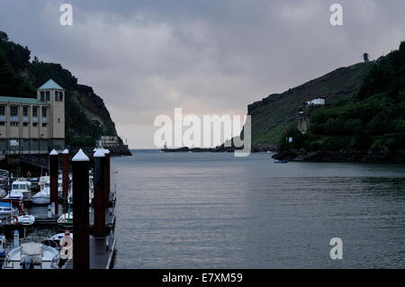 Pasajes harbor entrance with San Juan village and San Pedro village on ...