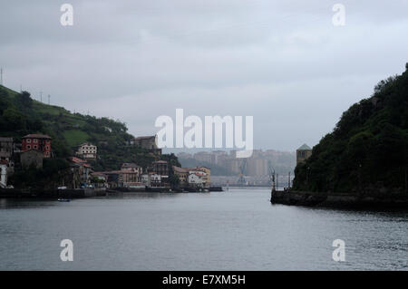 Pasajes harbor entrance with San Juan village and San Pedro village on ...