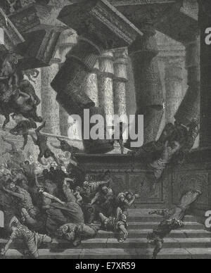 The death of Samson - Samson pulls down the temple of the Philistines ...