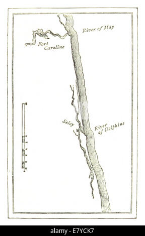 This 1885 illustration by Reynolds depicts Fort Caroline, a French ...