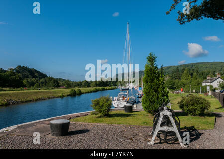 Yachts on the Caledonian Canal at Dochgarroch nr Inverness Highland ...