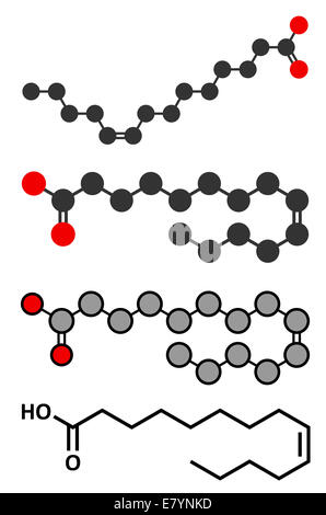Chemical structure of an omega-6 unsaturated fatty acid (linoleic acid ...