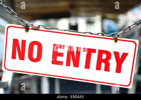 No Entry Sign and Chain Stock Photo - Alamy