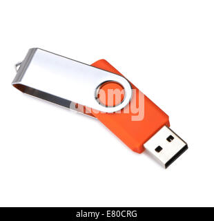 Aluminum flash drive close-up, modern and sturdy USB storage stick ...