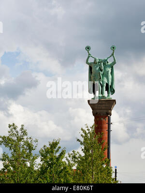 The lure players, the monument at the City Hall Square in Copenhagen ...