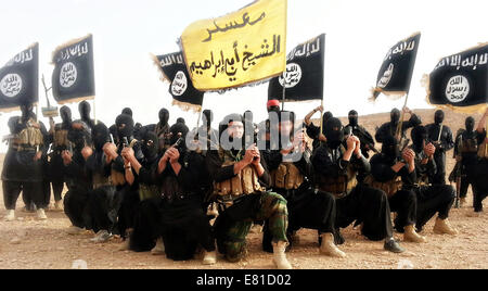 Flags of Al-Qaeda and Islamic State (ISIS or ISIL Stock Photo - Alamy