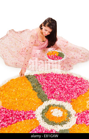Vertical view of rangoli patterns on the roadside in India Stock Photo ...