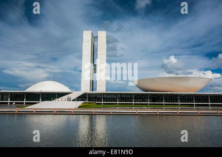 Brazil, Brasilia: National Congress building by Oscar Niemeyer Stock ...
