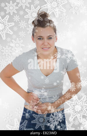 Beautiful young woman suffering from toothache on blue background Stock ...