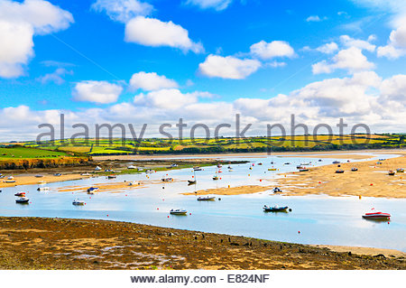 Camel estuary, North Cornwall, UK outside Padstow harbour entrance ...