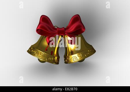 Golden bells with red ribbon Stock Photo - Alamy