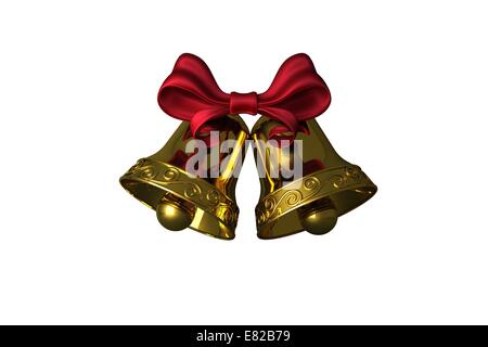 Golden bells with red ribbon Stock Photo - Alamy