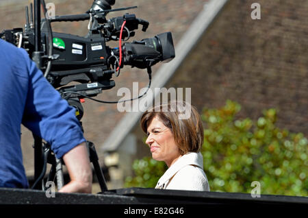 BBC Newsreader Jane Hill doing a live outside broadcast from College ...