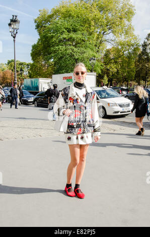Galea Lindegaard arriving at the Carven Spring/Summer 2015 runway show ...