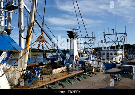 Scallop trawlers tied up at the quayside in Kirkcudbright, Galloway ...