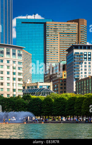 Skyscrapers and reflecting pool seen at Christian Science Plaza in ...