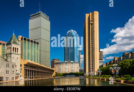 Skyscrapers and reflecting pool seen at Christian Science Plaza in ...