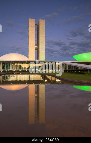 National Congress at dusk, Brasilia, Federal District, Brazil Stock ...