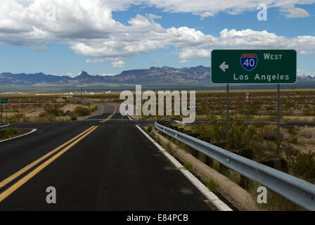 Interstate 40 Road sign to Los Angeles and Flagstaff in California,USA ...