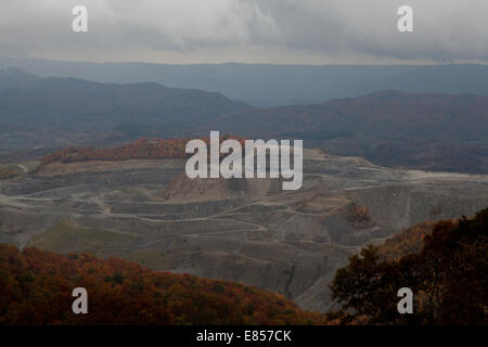 Landscape with excavated coal mining mountaintop, Appalachia, Wise ...