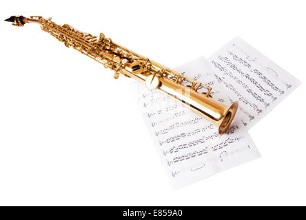 Saxophone with musical notes Stock Photo - Alamy