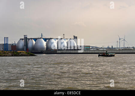 Gas storage tanks Hamburg Harbour, Germany, Europe. - September 2014 ...