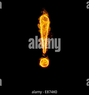 Fire alphabet exclamation mark isolated on black background Stock Photo ...