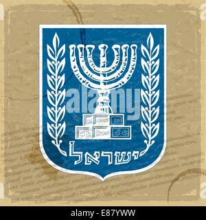 Israel coat of arms and flag, official symbols of the nation Stock ...