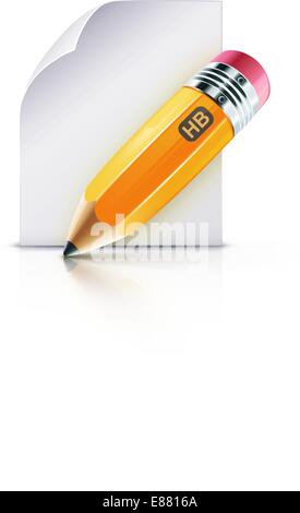 Vector illustration of sharpened fat yellow pencil with postit pad ...