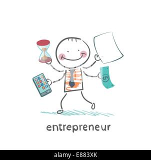 Financial success, businessman holding group of speech bubble balloons ...