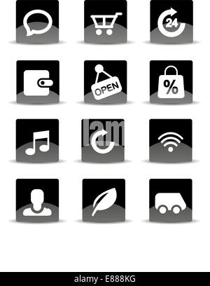 set tablet device with cart shopping isolated icon vector illustration ...